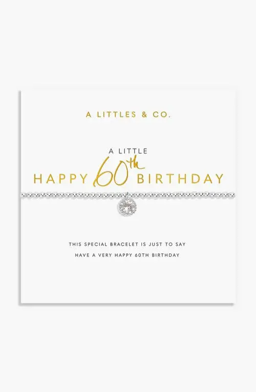 A LITTLES & CO Happy 60th' Beaded Charm Bracelet - Metallic Silver