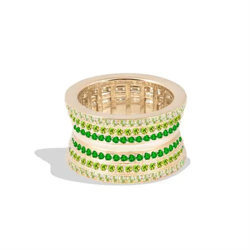 CAMPBELL + CHARLOTTE Revel Dimensional Cigar Band - Tsavorite- Gold
