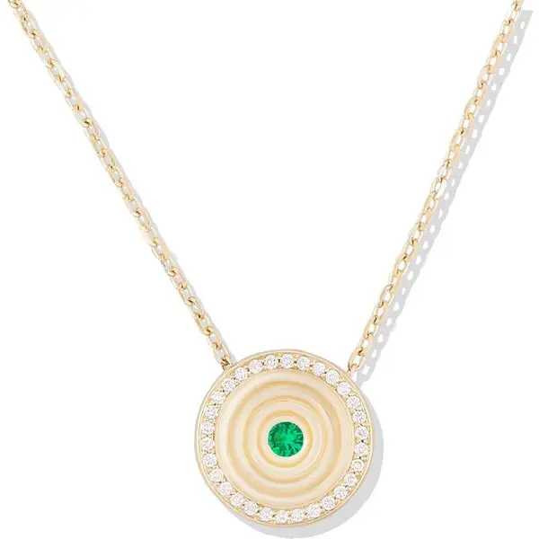 CAMPBELL + CHARLOTTE Revel Small Dimensional Pendant - Diamond/ Tsavorite- Gold