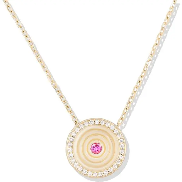 CAMPBELL + CHARLOTTE Revel Small Dimensional Pendant - Diamond/pink Sapphire- Gold