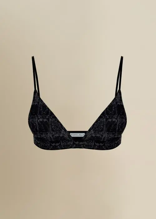 CONTESSA MILLS Tarot Stretchy Flattering Satin-trim Mesh Bralette - Black