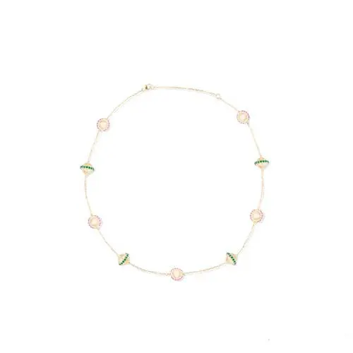 CAMPBELL + CHARLOTTE Revel Bead Station Necklace - Tsavorite & Rhodolite