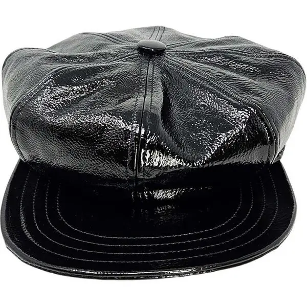 MADISON MAISON Patent Leather Motorcycle Cap - Black