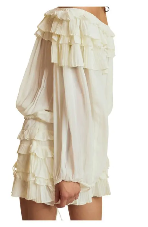 Cynthia Rowley Ruffle Pleated Mini Skirt - Off White