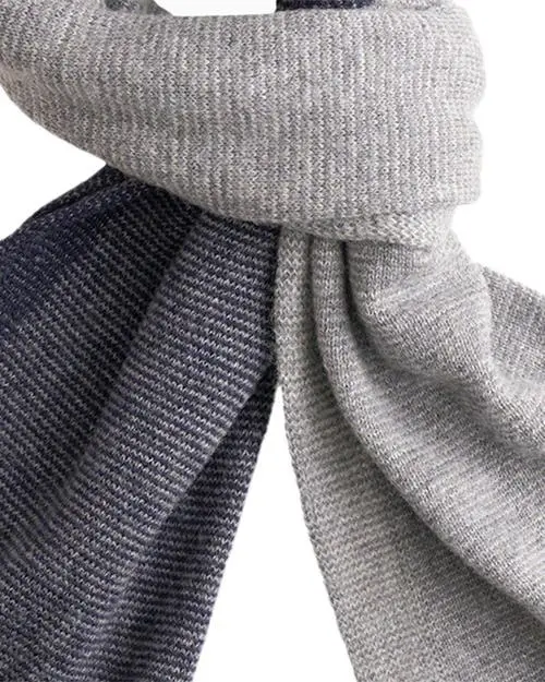 MONTICELLI CASHMERE Cashmere Merino Ultra-soft Marled Knit Scarf - Grays Combo