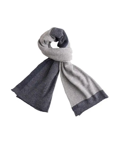 MONTICELLI CASHMERE Cashmere Merino Ultra-soft Marled Knit Scarf - Grays Combo