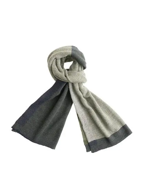 MONTICELLI CASHMERE Cashmere Merino Ultra-soft Marled Knit Scarf - Olives Combo