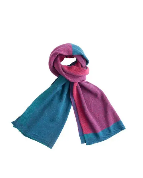 MONTICELLI CASHMERE Cashmere Merino Ultra-soft Marled Knit Scarf - Purples Combo