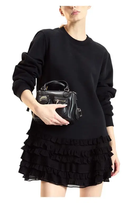 Cynthia Rowley Sweatshirt Georgette Ruffle Combo Dress