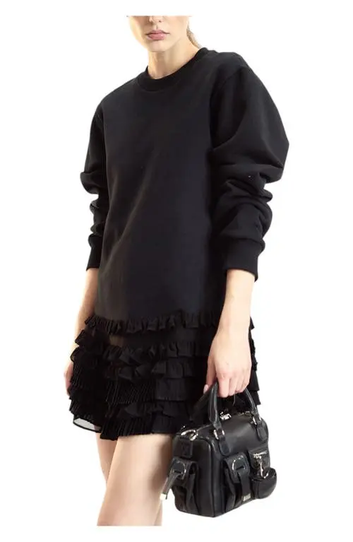 Cynthia Rowley Sweatshirt Georgette Ruffle Combo Dress