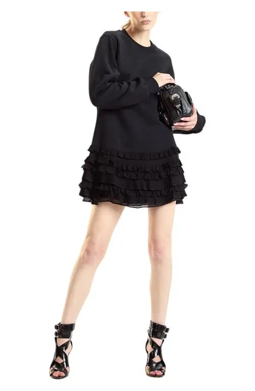 Cynthia Rowley Sweatshirt Georgette Ruffle Combo Dress