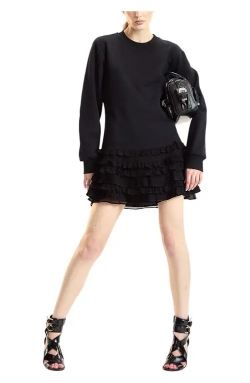 Cynthia Rowley Sweatshirt Georgette Ruffle Combo Dress