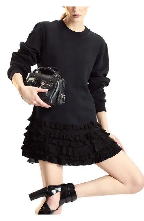 Cynthia Rowley Sweatshirt Georgette Ruffle Combo Dress