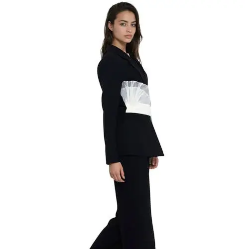 AKALIA Belted Blazer With Notched Lapel