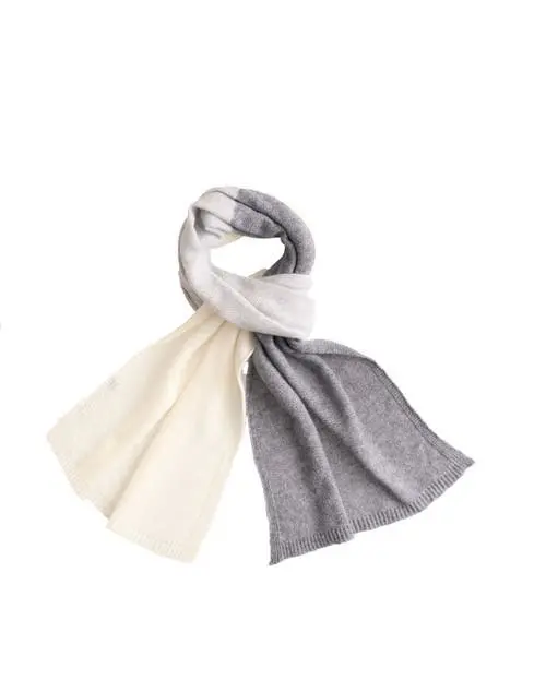 MONTICELLI CASHMERE Pure Cashmere Butter-soft Wide Scarf - Grays Combo