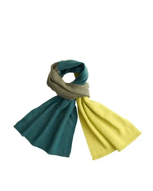 MONTICELLI CASHMERE Pure Cashmere Butter-soft Wide Scarf - Greens Combo