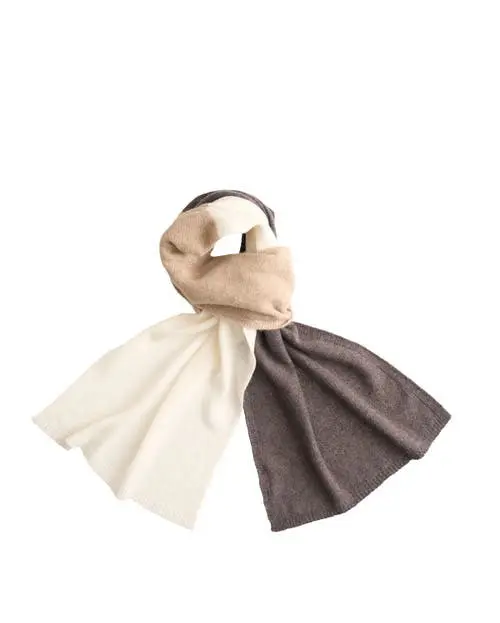 MONTICELLI CASHMERE Pure Cashmere Butter-soft Wide Scarf - Neutrals Combo