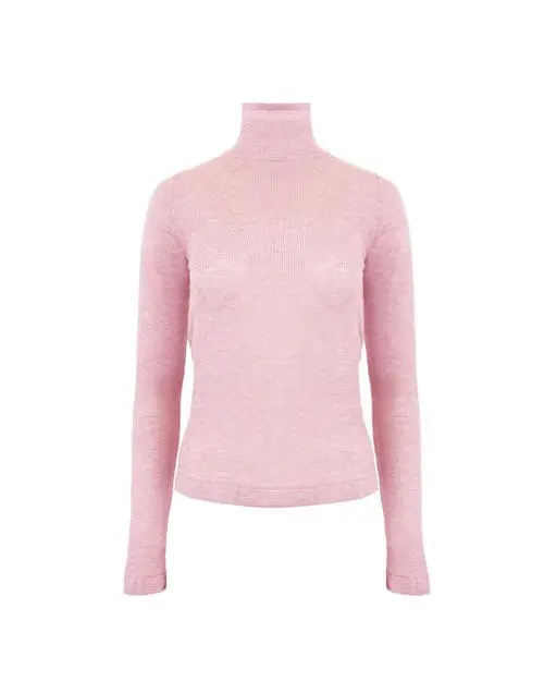 THEO THE LABEL Nomia Sheer Knit Turtleneck - Powder Puff