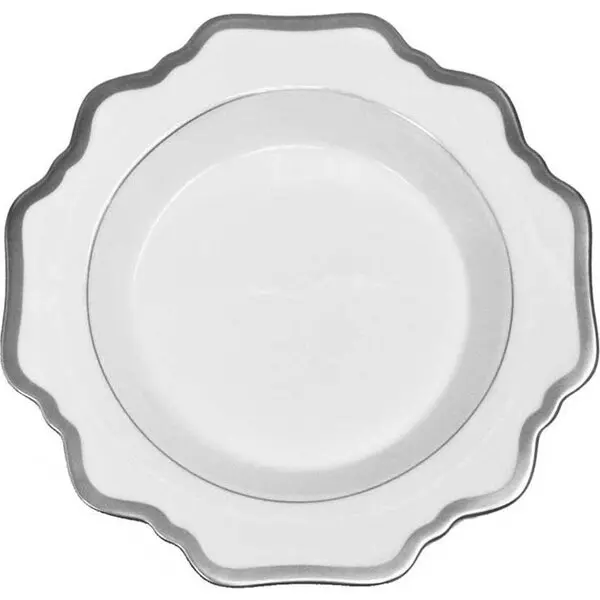 ANNA WEATHERLEY Antique Platinum Rim Soup Bowl - White