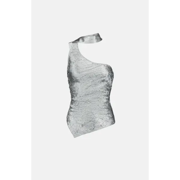 SAEMDI One-shoulder Scarf Top - Silver