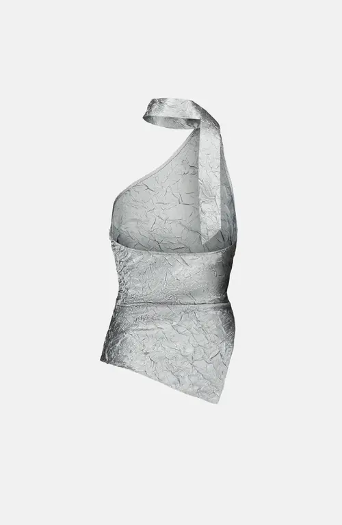 SAEMDI One-shoulder Scarf Top - Silver