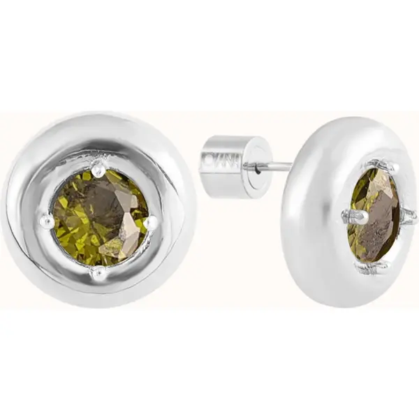 JOIANA JEWELRY Lila Stud Earrings - White Silver/peridot
