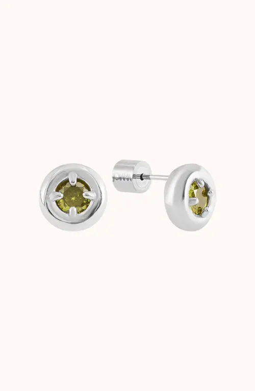 JOIANA JEWELRY Lila Stud Earrings - White Silver/peridot