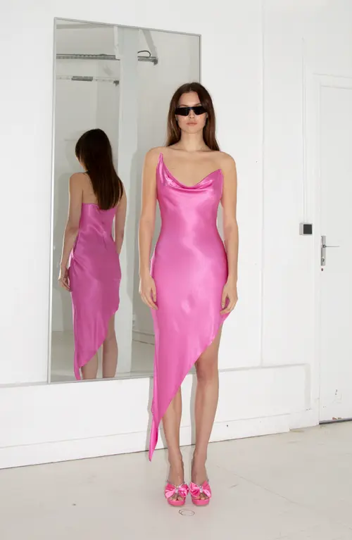 SAEMDI Satin Waterfall Dress