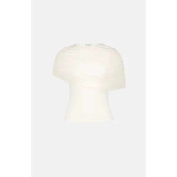 SAEMDI Mesh Cape Top - Cream
