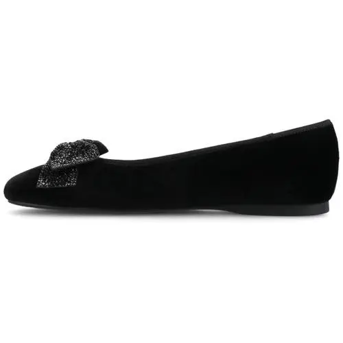 BIRDIES Hummingbird Jeweled Bow Velvet Loafer - Black