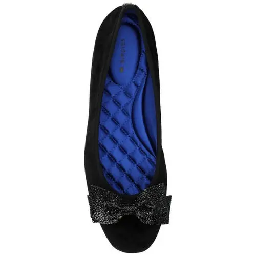 BIRDIES Hummingbird Jeweled Bow Velvet Loafer - Black