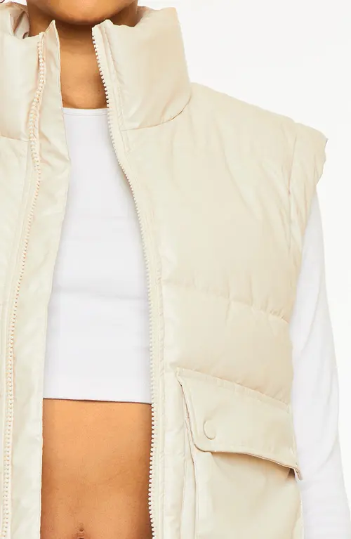KANCAN Frida Cropped Faux Leather Puffer Vest
