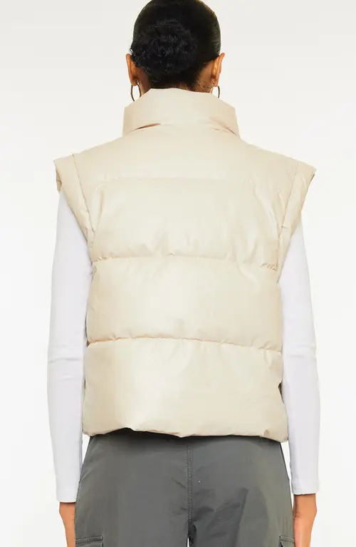 KANCAN Frida Cropped Faux Leather Puffer Vest