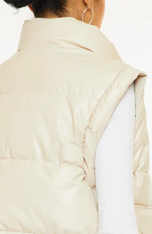 KANCAN Frida Cropped Faux Leather Puffer Vest