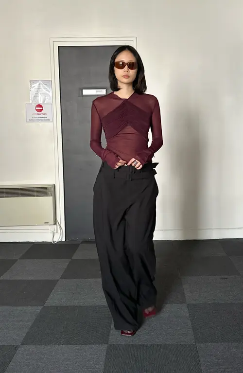 SAEMDI Belted Wide Leg Trousers