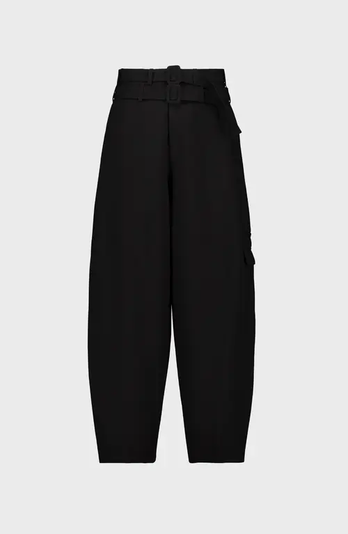 SAEMDI Belted Wide Leg Trousers - Black