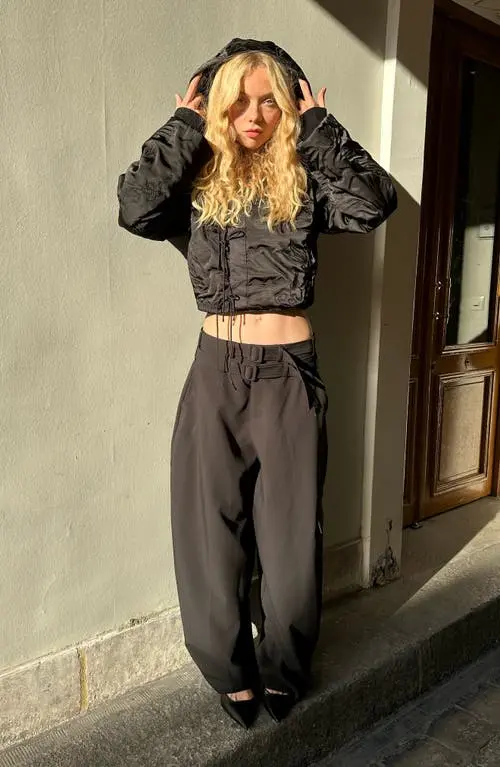 SAEMDI Belted Wide Leg Trousers