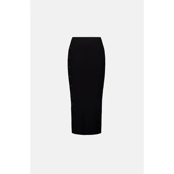 SAEMDI Deconstructed Rib Midi Skirt - Black
