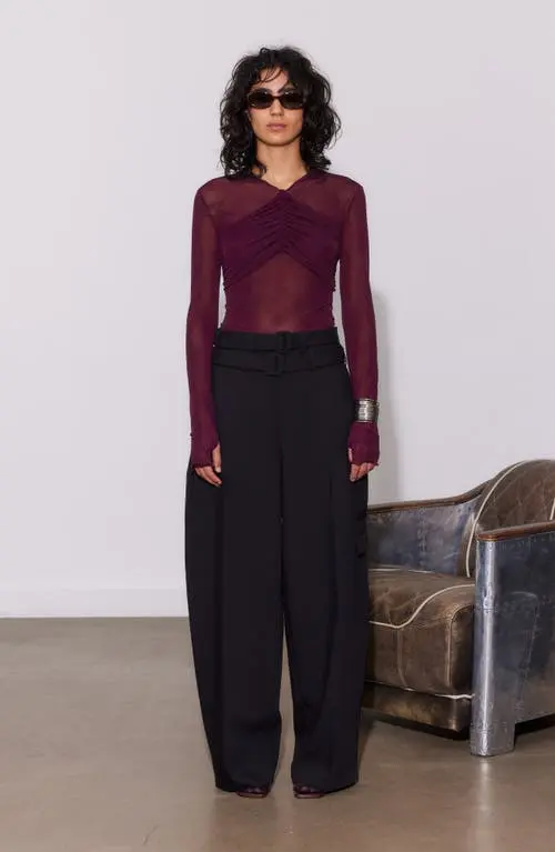 SAEMDI Mesh Draped Top