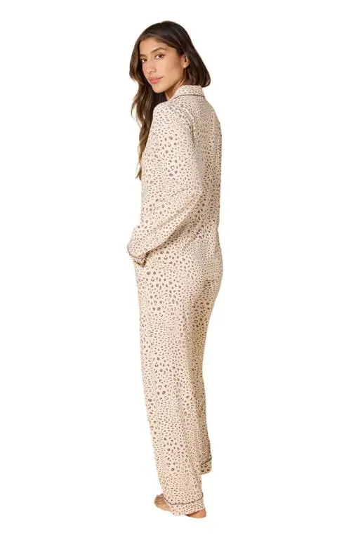 SOFTIES Aria Slim Notch Collar Pj Set - Wild Almond