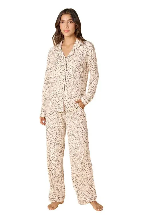SOFTIES Aria Slim Notch Collar Pj Set - Wild Almond