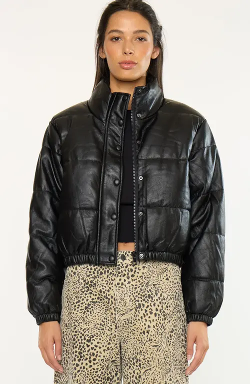 KANCAN Taylor Cropped Faux Leather Puffer Jacket