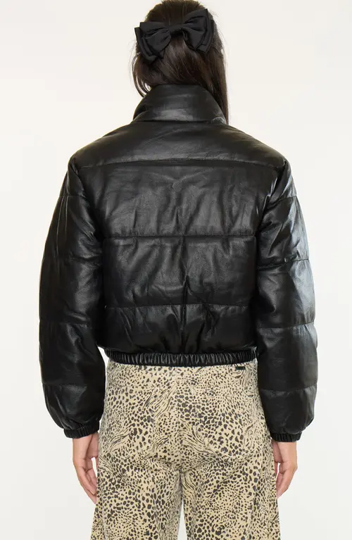 KANCAN Taylor Cropped Faux Leather Puffer Jacket
