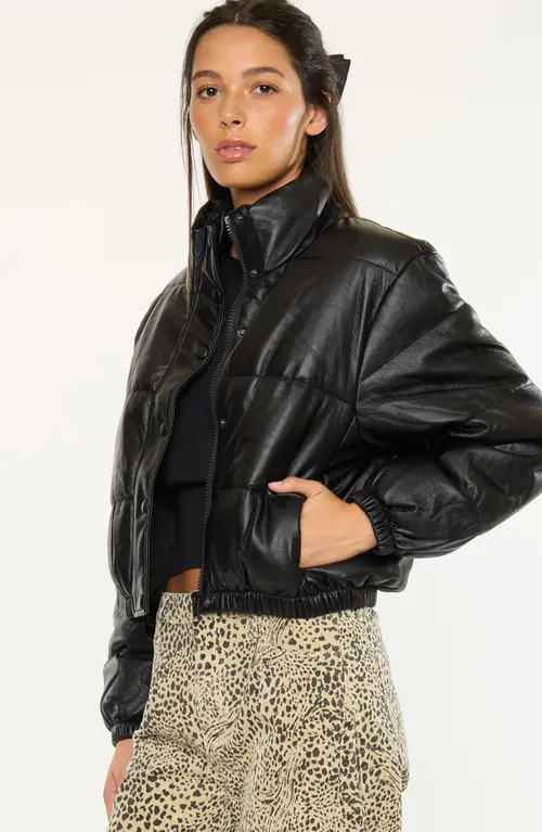 KANCAN Taylor Cropped Faux Leather Puffer Jacket