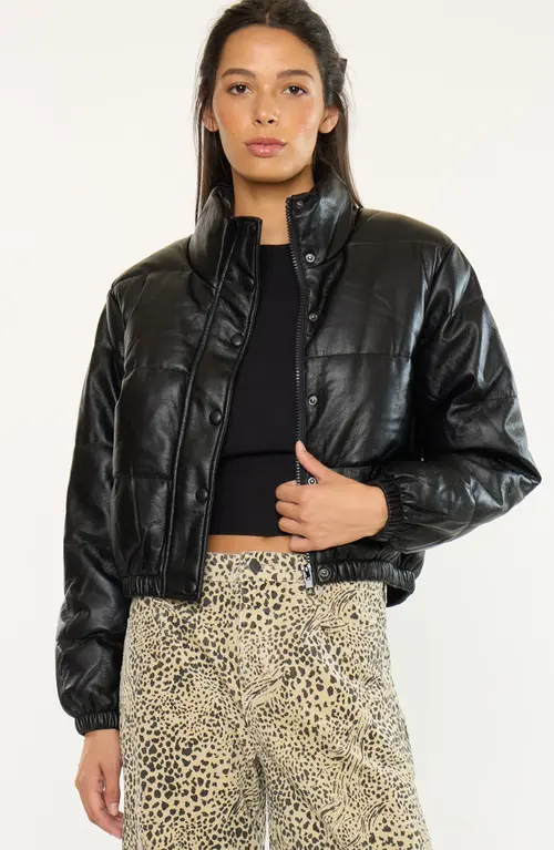 KANCAN Taylor Cropped Faux Leather Puffer Jacket
