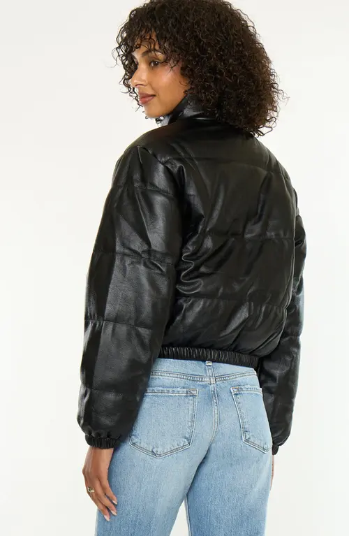 KANCAN Taylor Cropped Faux Leather Puffer Jacket