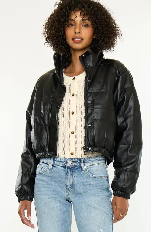 KANCAN Taylor Cropped Faux Leather Puffer Jacket