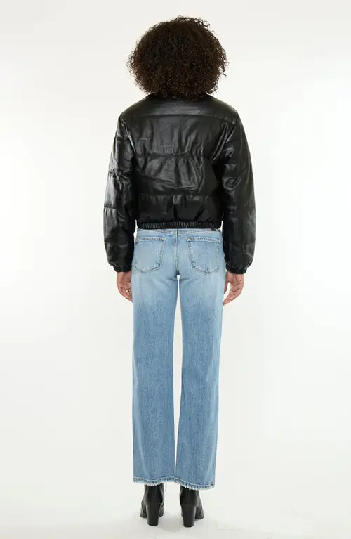 KANCAN Taylor Cropped Faux Leather Puffer Jacket