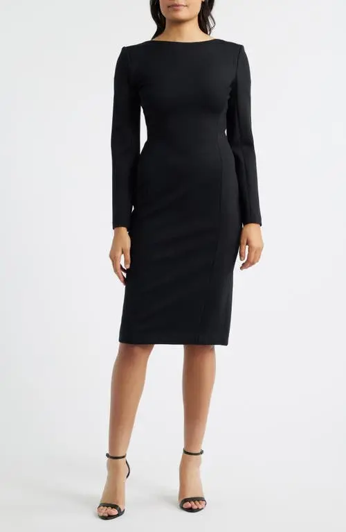 Spanx Long Sleeve Low Back Sheath Dress - Classic Black