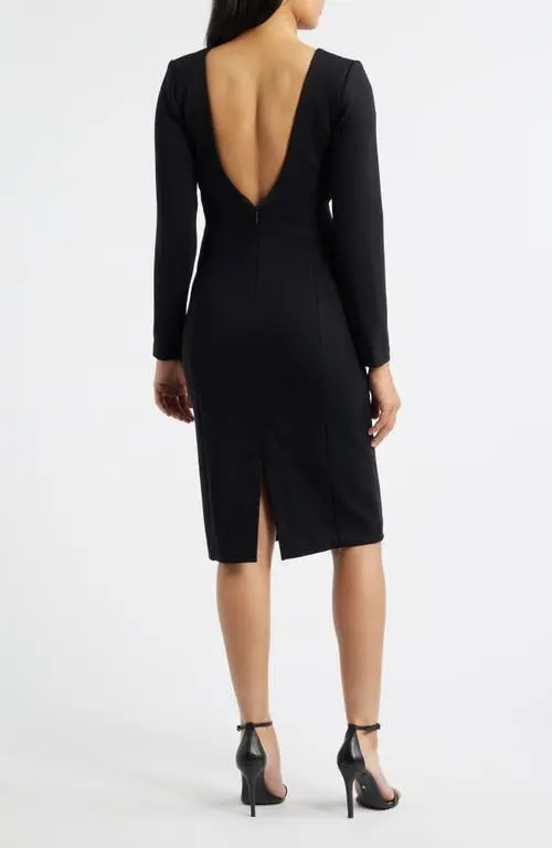 Spanx Long Sleeve Low Back Sheath Dress - Classic Black